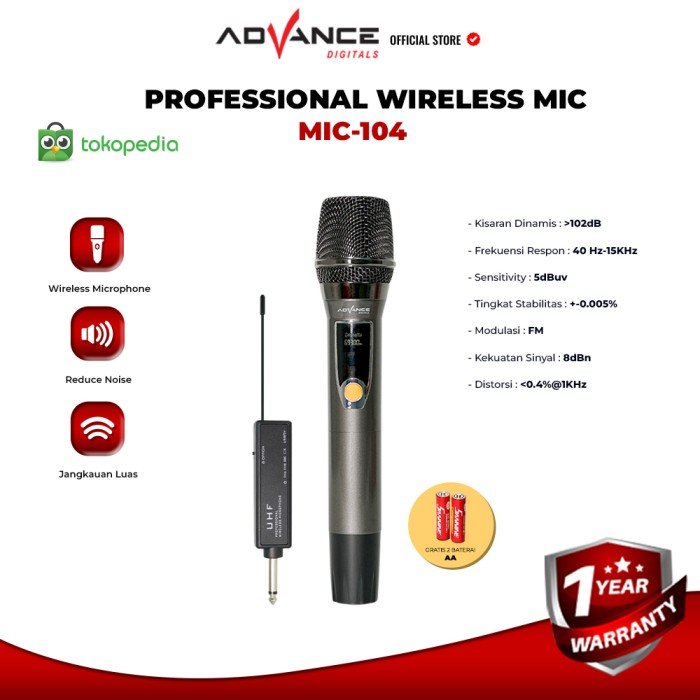 Advance MIC-104 Mic Profesional Wireless Microphone Garansi Resmi ...