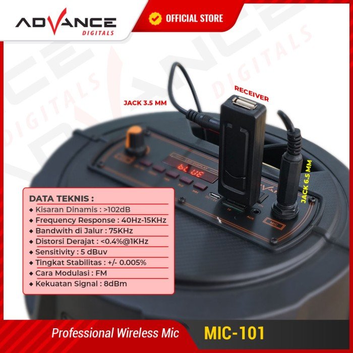 Advance Mic Professional Wireless Microphone Single MIC-101 - Advance ...