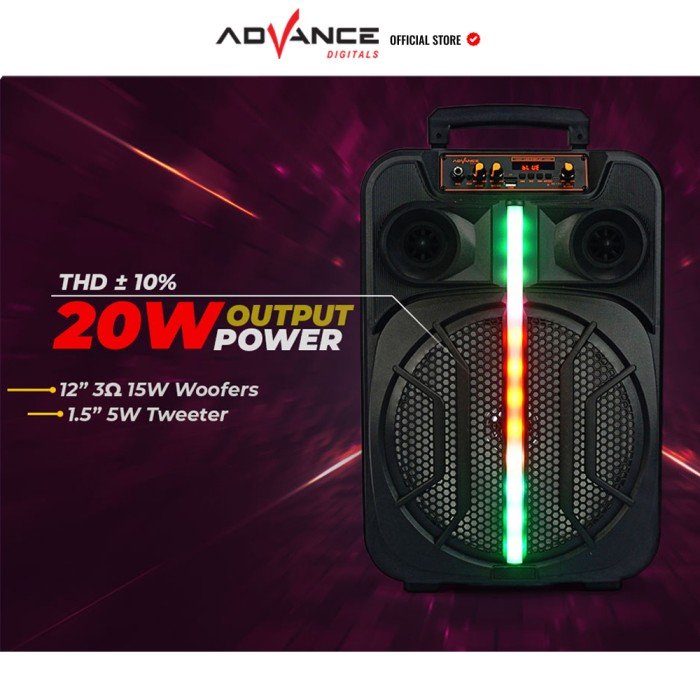 Advance Speaker S-120 Bluetooth Music Karaoke 12inch Free Mic - Advance ...